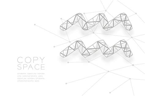 물병자리 조디악 로그인 와이어 프레임 다각형 실버 프레임 구조 포춘 텔러 컨셉 디자인 그림 복사 공간 벡터 Eps 10와 흰색
