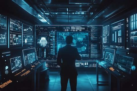 Cybersecurity Specialist Monitoring Data Premium Ai Generated Image