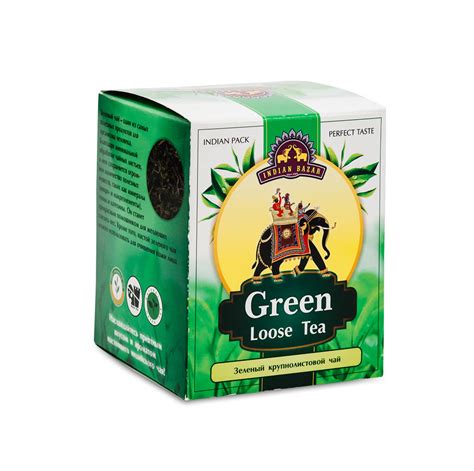 GREEN Loose Tea Indian Bazar (Зеленый крупнолистовой чай в коробке ...
