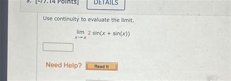 solved use continuity to evaluate the