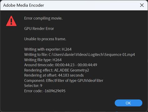 Problem Rendering Video This Error Keeps Showing Up When I Render This