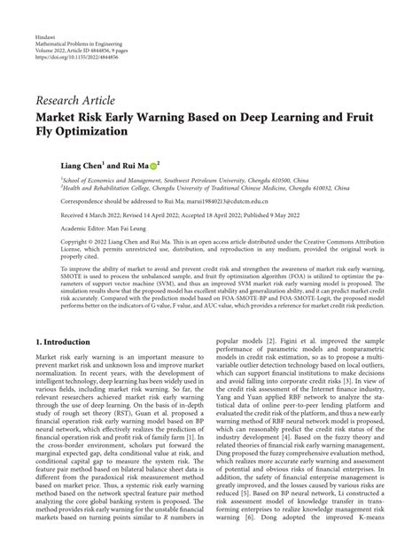 Pdf Market Risk Early Warning Based On Deep Learning And Fruit Fly Optimization