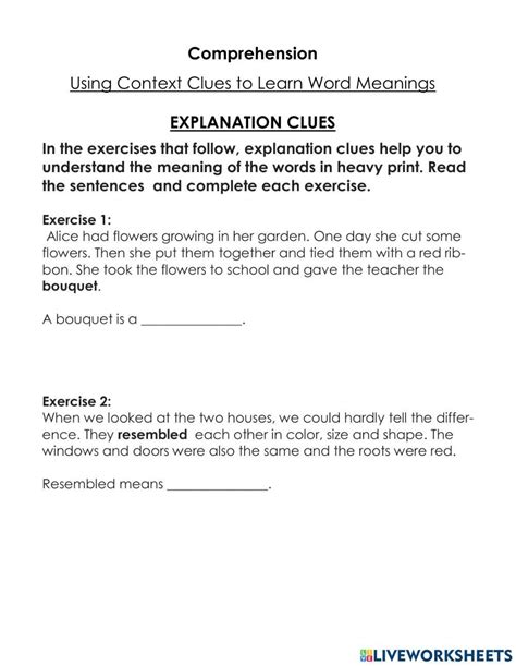 Context Clues E… Free Interactive Worksheets 739264