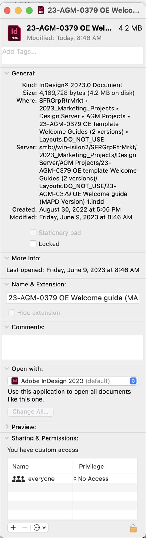 Indesign File Permission Issues With The Newest Ve Adobe Support