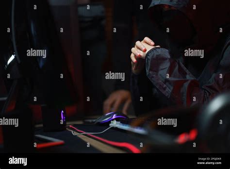 Hacker Team Looking Code On Screen Concentrated While Hacking