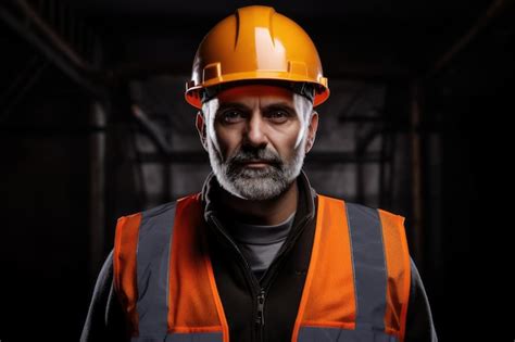 Premium Ai Image Civil Engineer In Hard Hat On Dark Background
