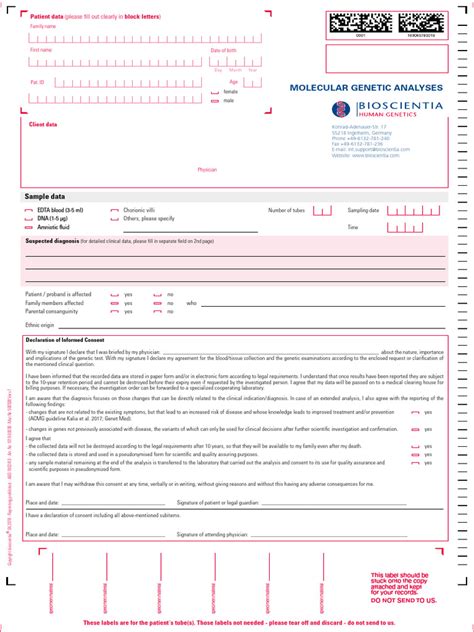 Request Form Molecular Genetic Analyses Pdf Informed Consent