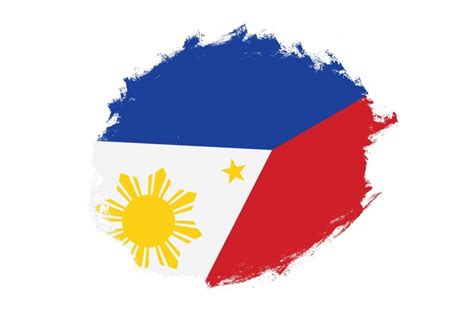 둥근 얼룩 스트로크 브러시 질감 흰색 배경에 필리핀의 국기 프리미엄 사진
