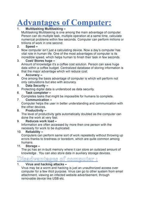 advantages of computer advantages of computer multitasking