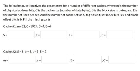 Solved The Following Question Gives The Parameters For A