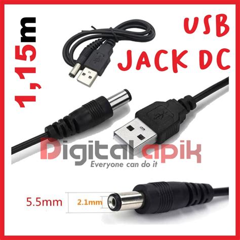 Jual USB To Jack DC Kabel Standar 5 5x2 1mm Adaptor Male Charger 5V 5 5 Mm Shopee Indonesia