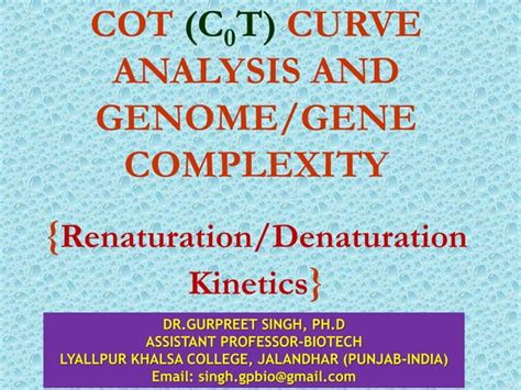 Cot Curve Analysis For Gene And Genome Complexity Ppt Biological