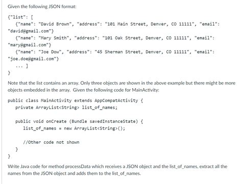 Solved Given The Following Json Format 11 List