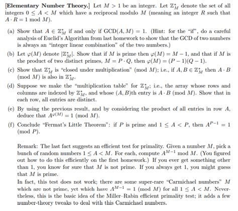 Solved Elementary Number Theory Let M Be An Integer Chegg