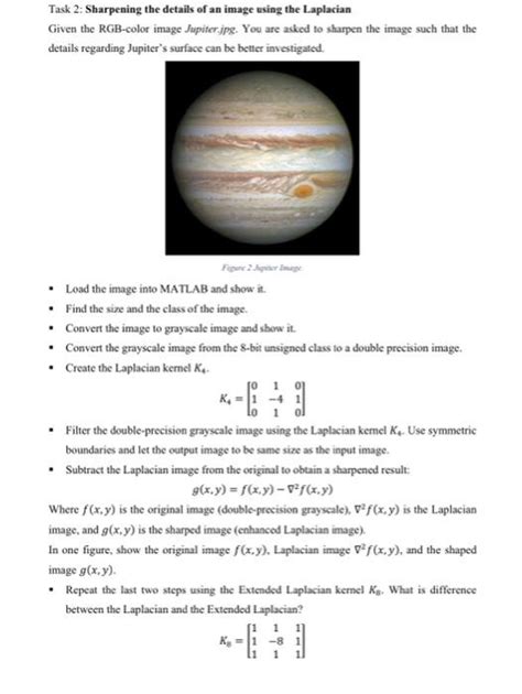 Solved Task 2 Sharpening The Details Of An Image Wsing The