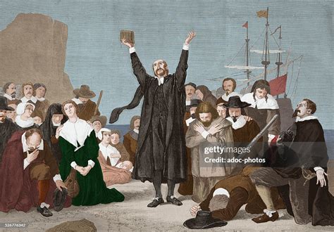 Landing Of The Puritans Of England Arrived By The Mayflower In
