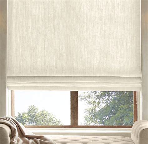 Belgian Textured Linen Flat Roman Shade Rh
