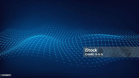 허드 풍경 디지털 그리드 수평선 3d 와이어프레임 암호 입자 추상 지형 지리 원근감지도 미래 지향적 인 사운드 도트 웨이브 산악 토지 화려한 벡터 일러스트 레이 션 3차원