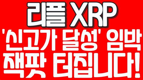 리플 Xrp 신고가 달성 임박 잭팟 터집니다 Youtube