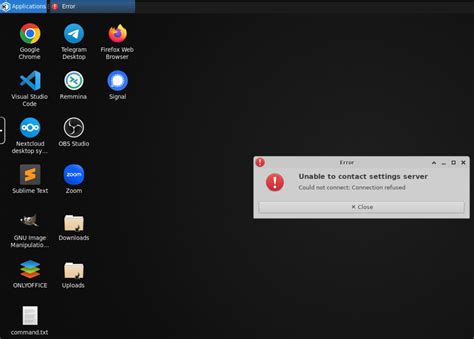 xfce error unable to contact settings server r kasmweb