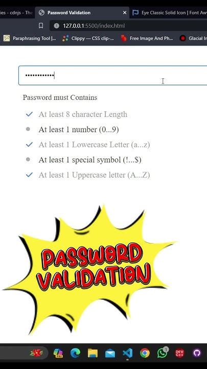 Password Validation Html Css Javascript Shorts Passwordvalidation