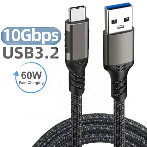 Usb3 2 Gen2 10gbps Cable Usb A To C Cable 3a 60w Qc3 0 Fast Charging For Samsung Nvme Hard Disk
