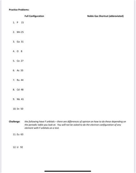 Solved Electron Orbital Practice Worksheet Name Period Unit Chegg Com