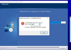 Install Realtek Audio Driver Failure Error Code No Driver Supported In This Driver Package