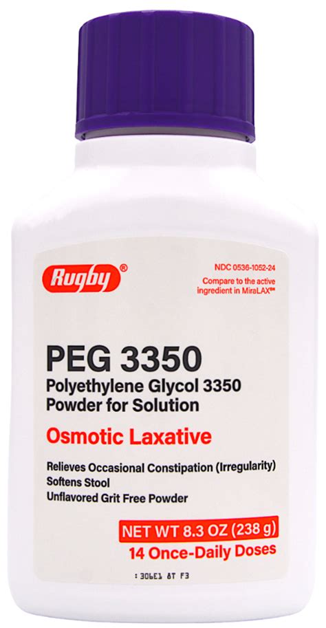 Rugby Polyethylene Glycol 3350 Powder Osmotic Laxative 8 3 Oz Miralax