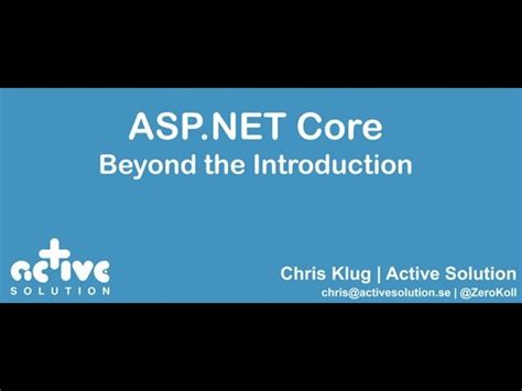 Ndc Conferences Talk Asp Net Core Beyond The Introduction From Ndc