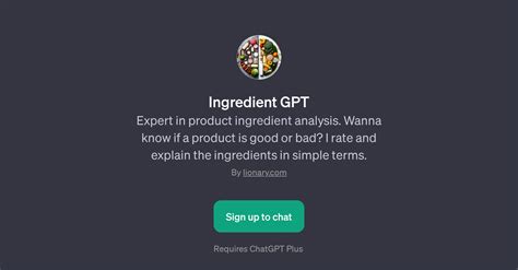 Ingredient GPT - Ingredient analysis - TAAFT
