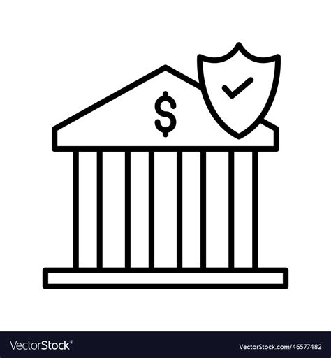 Bank Security Outline Icon Style Illust Royalty Free Vector