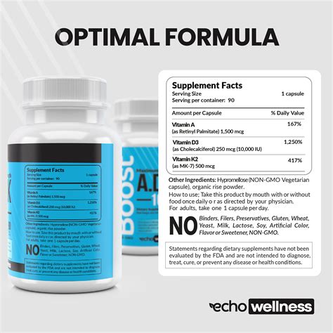 Echo Boost Vitamins A D K Maximun Strength Echo Wellness Premium Vitamin Supplements For