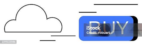 온라인 쇼핑을 위한 클라우드 아이콘과 파란색 Buy 버튼이 있는 디지털 마켓플레이스 컨셉 가격에 대한 스톡 벡터 아트 및 기타 이미지 가격 개념 개념과 주제 Istock