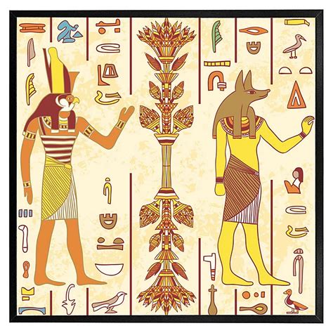 Egyptian Gods And Ancient Egyptian Hieroglyphs Picutre Frame 24x24