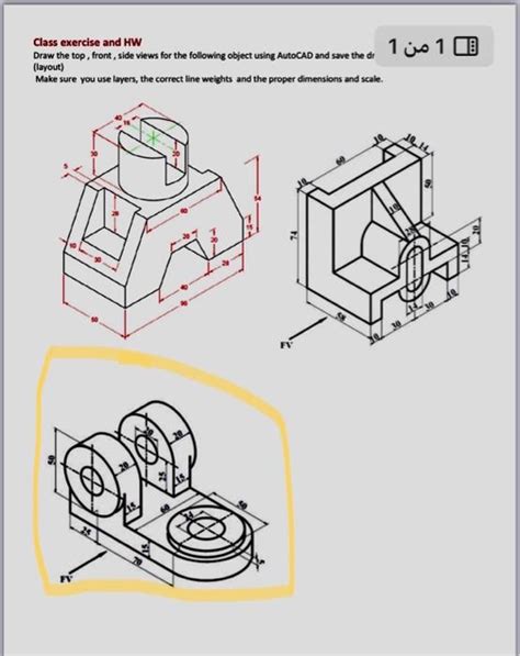 Solved Class Exercise And Hw Draw The Top Front Side Views