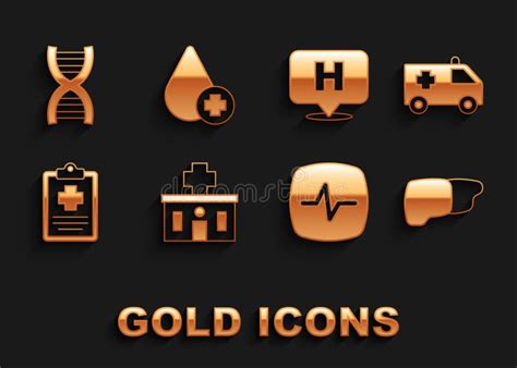 Set Hospital Building Ambulance Car Human Organ Liver Heart Rate