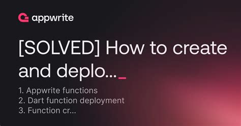 Solved How To Create And Deploy A Dart Function Threads Appwrite