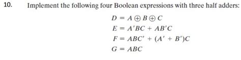 Solved 0 Implement The Following Four Boolean Expressions