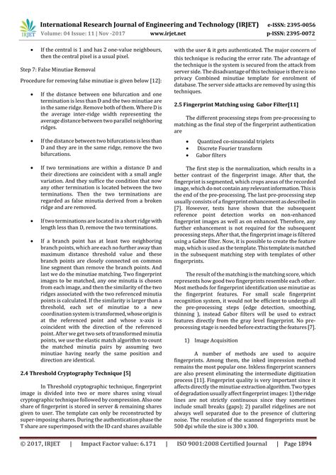 A Comparative Study Of Fingerprint Matching Algorithms Pdf
