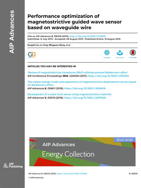 Pdf Performance Optimization Of Magnetostrictive Guided Wave Sensor Based On Waveguide Wire