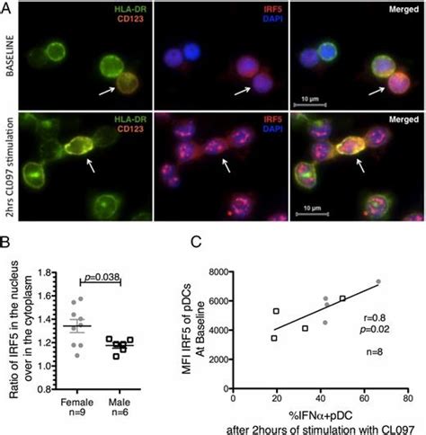 Sex Differences In Plasmacytoid Dendritic Cell Levels Of Irf5 Drive Higher Ifn α Production In