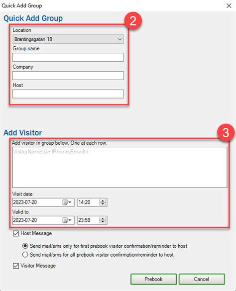 Prebook Group Supportvisitlog