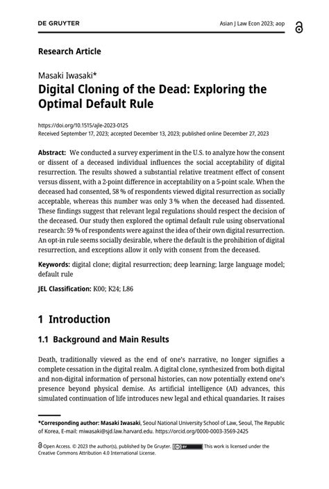 Pdf Digital Cloning Of The Dead Exploring The Optimal Default Rule