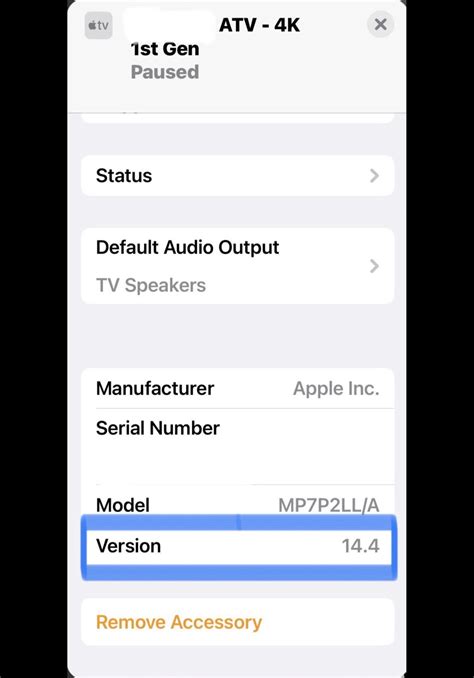 Incorrect Version Displayed In Apple Home App Rappletv
