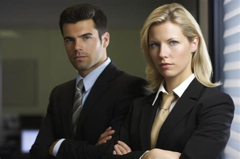 Premium Ai Image Portrait Of A Young Businessman And Businesswoman In An Office Created With