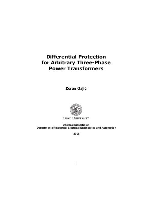 Pdf Differential Protection For Arbitrary Three Phase Power Transformers