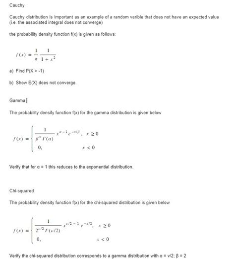Solved Cauchy Cauchy Distribution Is Important As An Example