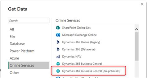 power bi choosing company name in odata connection business central