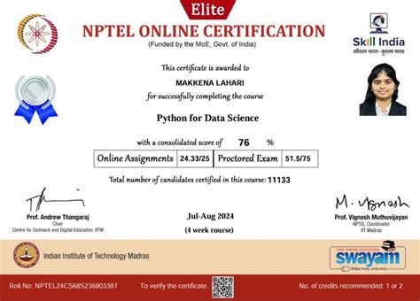 Lahari Makkena On Linkedin Python Datascience Nptel Iitmadras